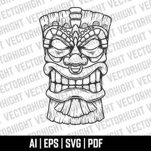 Tiki Idol, Tiki Wooden Statue Svg, Eps, Ai, Pdf, Hawaiian Tiki Digital ...