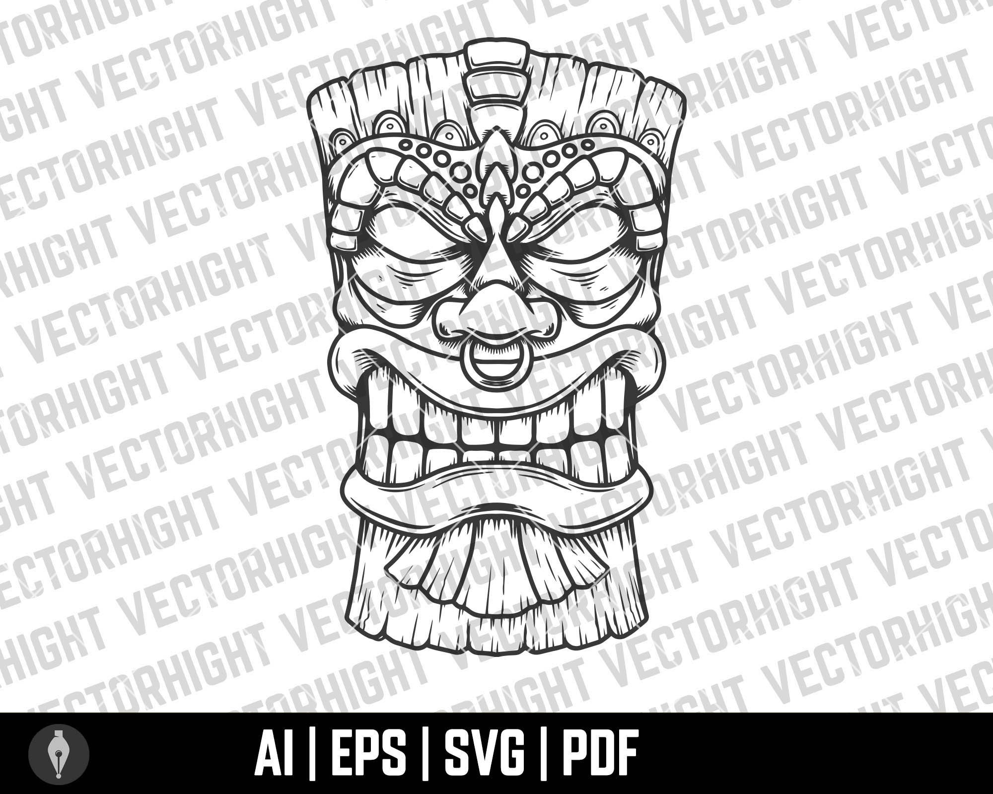 Tiki Idol, Tiki Wooden Statue Svg, Eps, Ai, Pdf, Hawaiian Tiki Digital ...