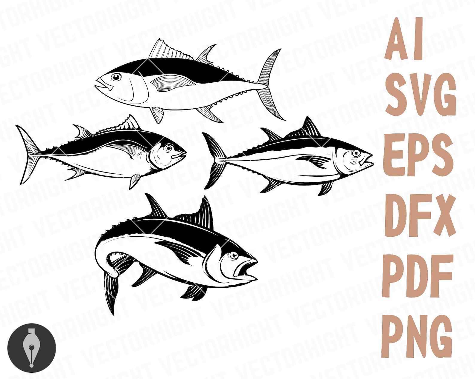Tuna Fishing Clipart Tuna Svg Fishing Emblems Tuna Eps Ai | Etsy