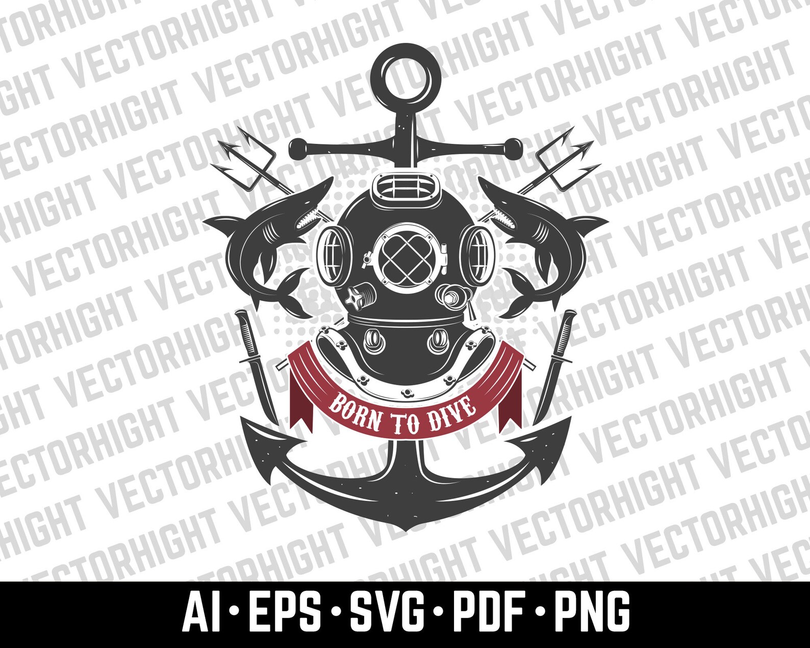 Diver Emblems Set Vector Illustration. Diving Helmet SVG, AI, EPS, Png ...