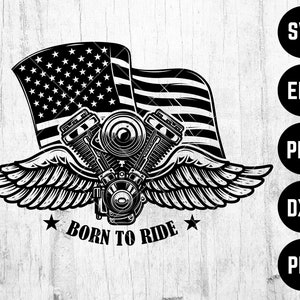 Winged Motorcycle Motor Svg, Twin Motor, USA Harley Davidson Vtwin ...
