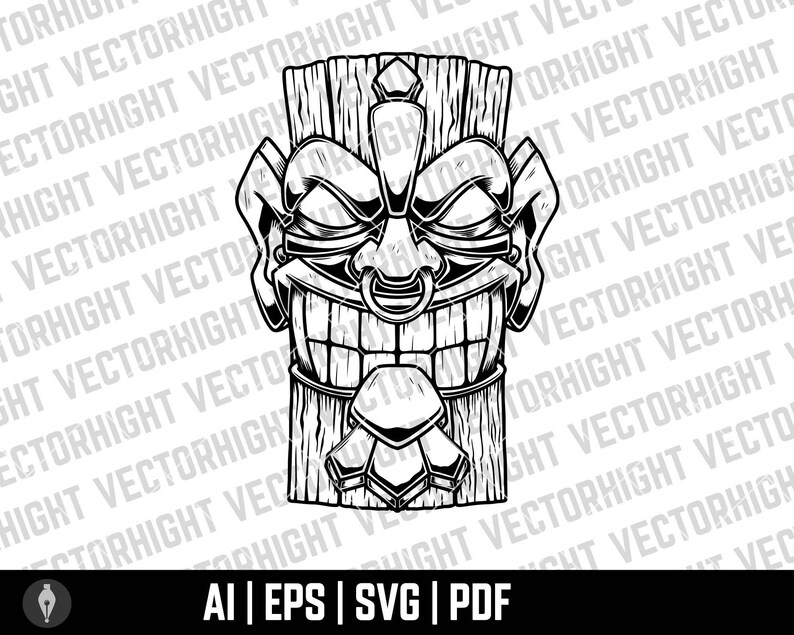 Tiki Idol, Tiki Wooden Statue Svg, Eps, Ai, Pdf, Hawaiian Tiki Digital ...
