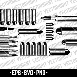 Bullet Clipart, Bullet Cartridge Svg, Eps, Png. Bullet Holes Bullet ...
