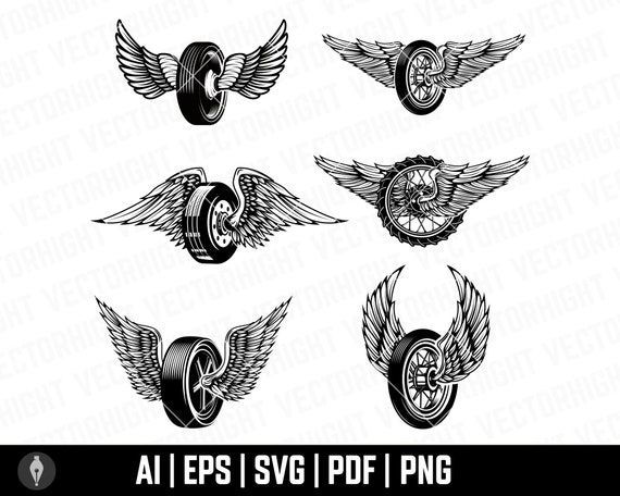 Winged Wheel Bundle Svg Winged Wheels Shape SVG. Winged Wheel - Etsy