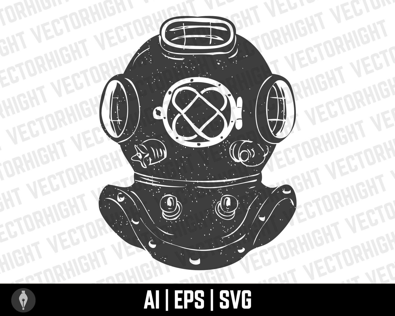 Diver Helmet Vector Retro Diver Helmet EPS SVG AI Diving | Etsy