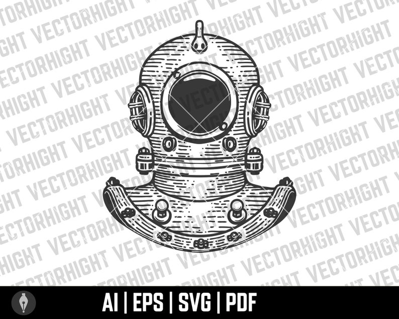 Diving Helmet, Retro Divers Helmet, Diver Mask, Diving Helmet Eps, Svg ...