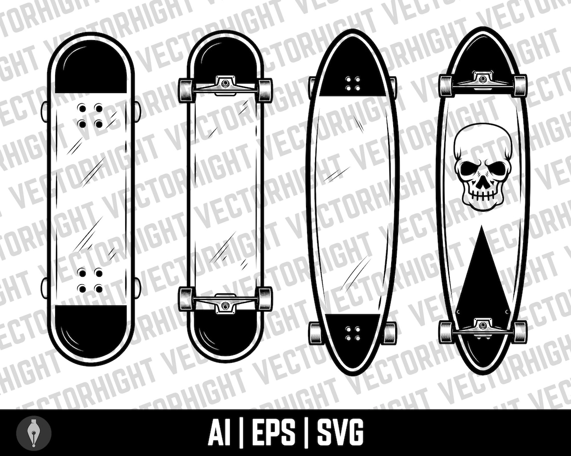 Skateboard Vector Skateboard SVG Skateboard Clipart Skate - Etsy