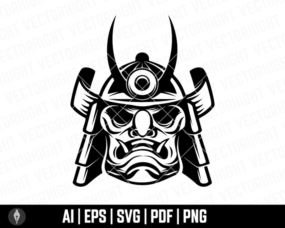 Samurai Helmet Vector, Samurai Warrior Mask Eps, Ai, Svg. Karate ...