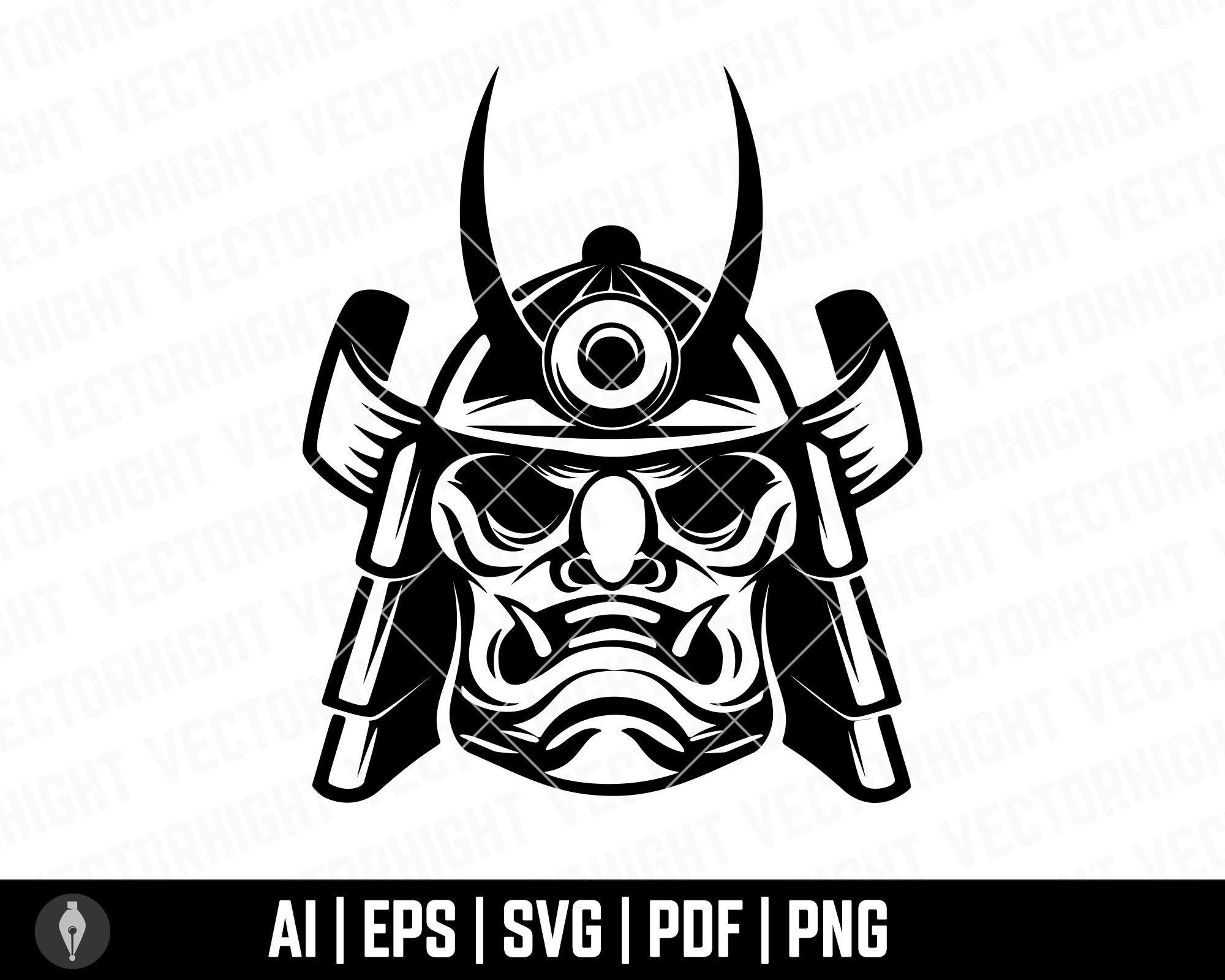 Samurai Helmet Vector, Samurai Warrior Mask Eps, Ai, Svg. Karate ...