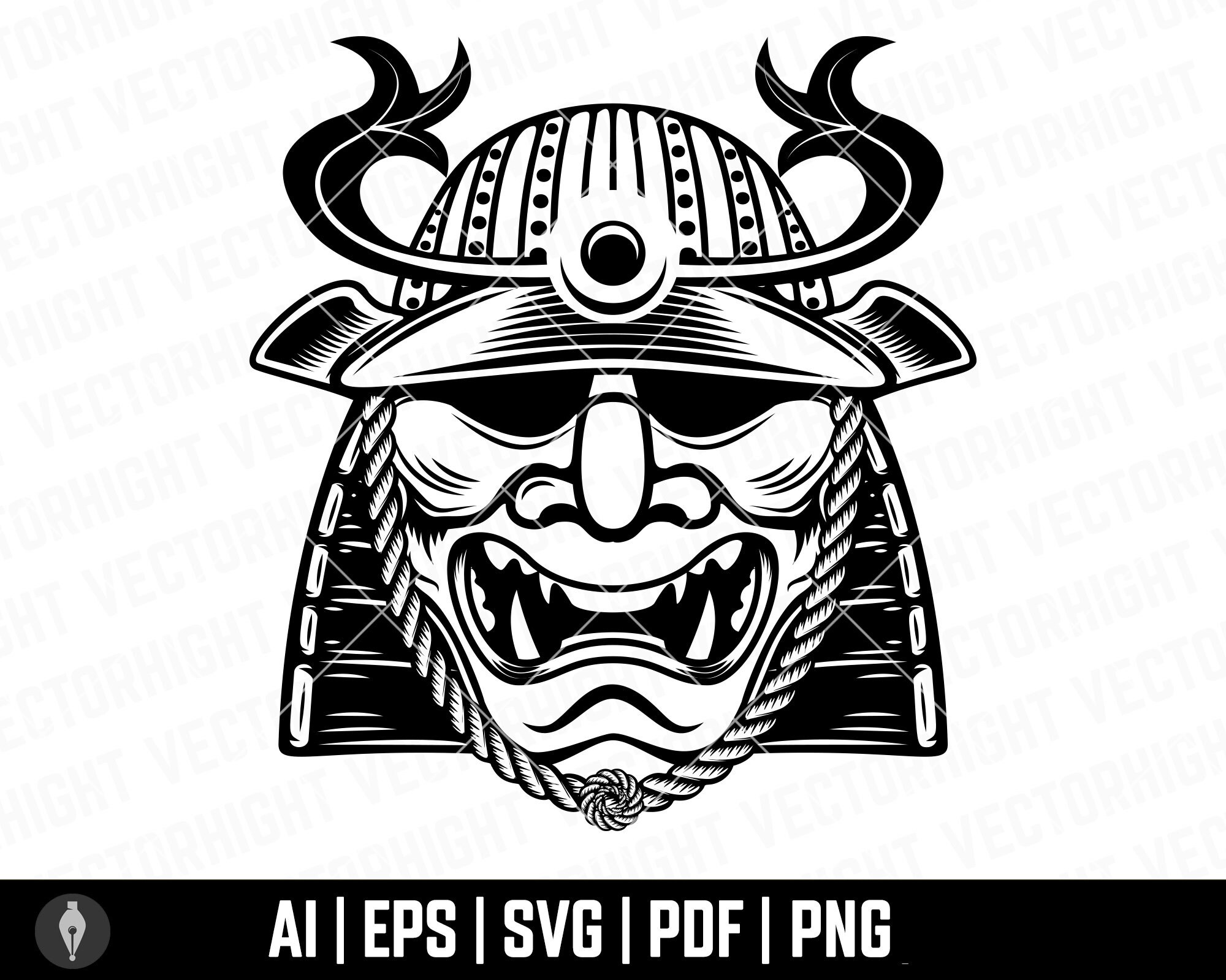 Samurai Helmet Vector, Samurai Warrior Mask Eps, Ai, Svg. Karate ...