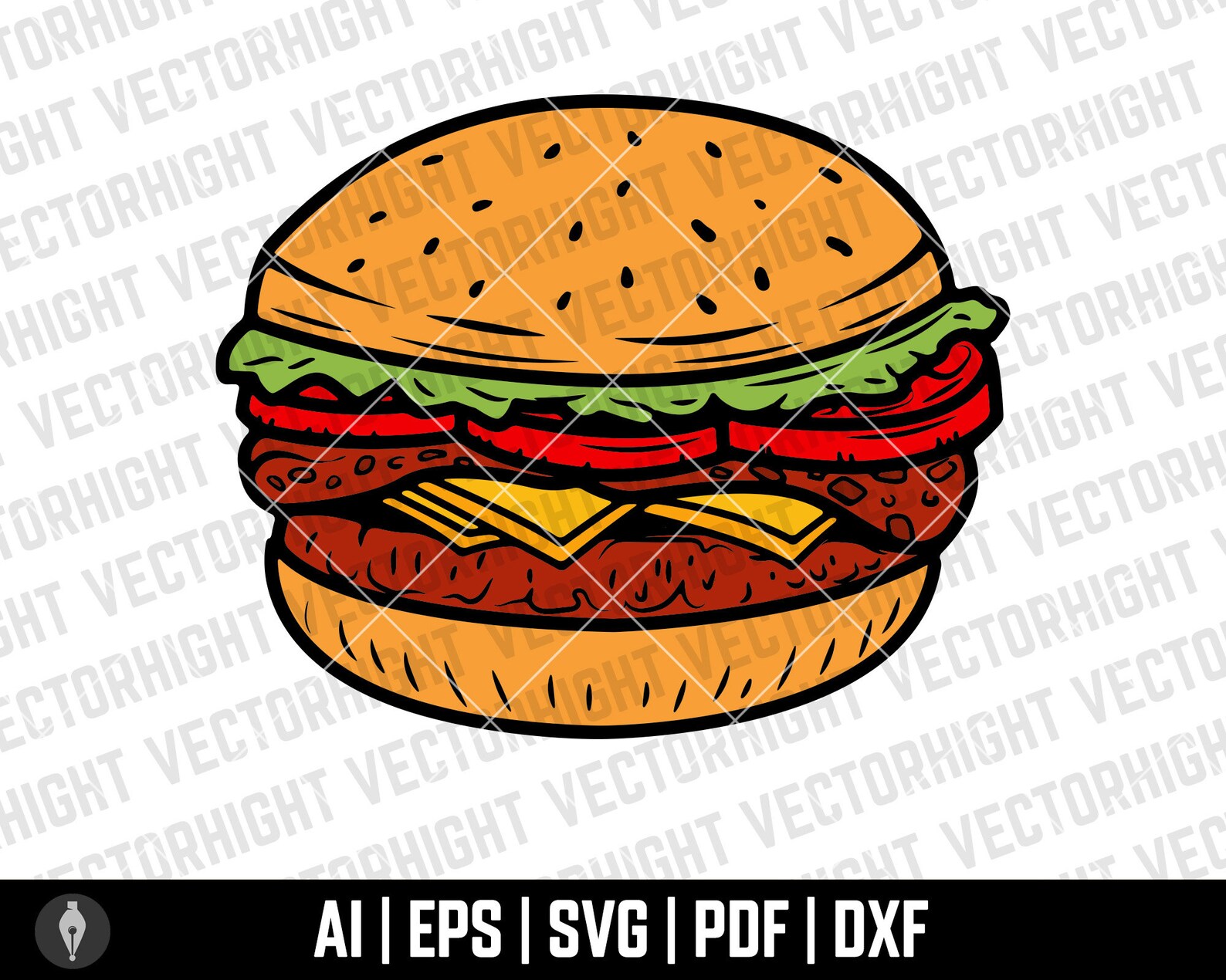 Burger Clipart SVG Hamburger Shape Ai Eps Pdf Dxf. | Etsy