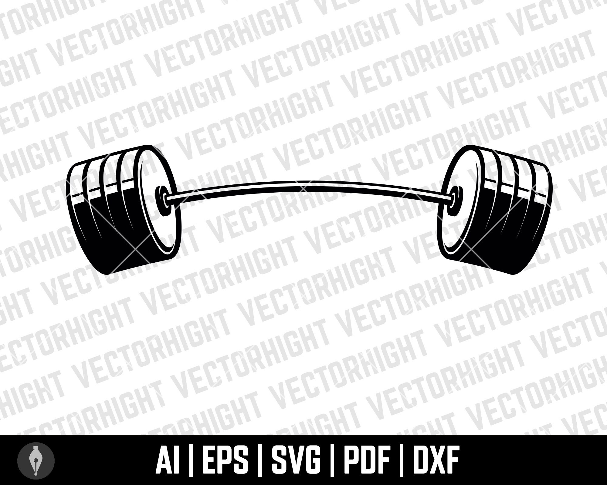 Fitness Barbell Weight SVG, Barbell Shape Ai, Eps, Pdf, Dxf. Weight ...