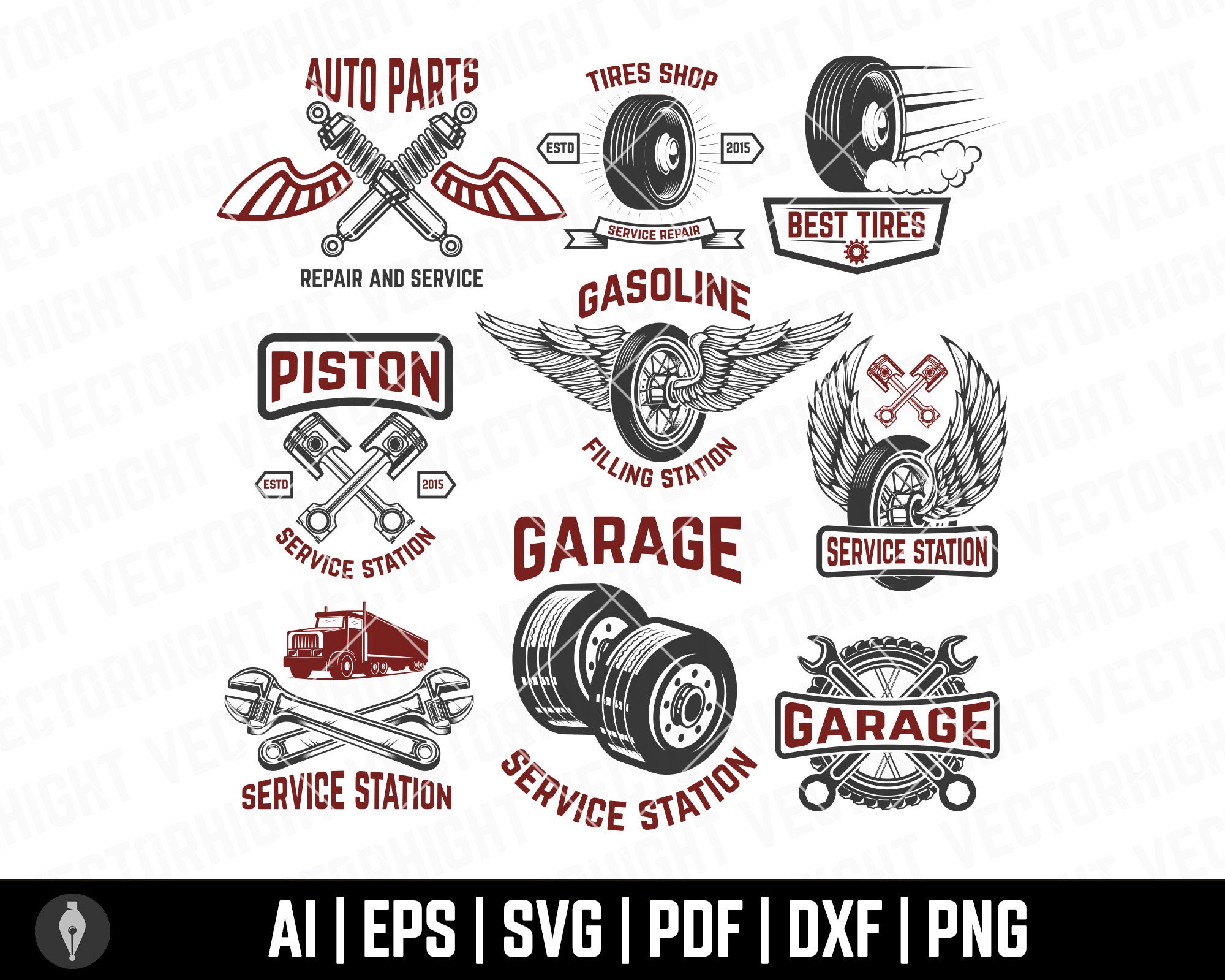 Garage Car Repair Emblems Svg Wheel Shape Svg. Car Repair - Etsy.de