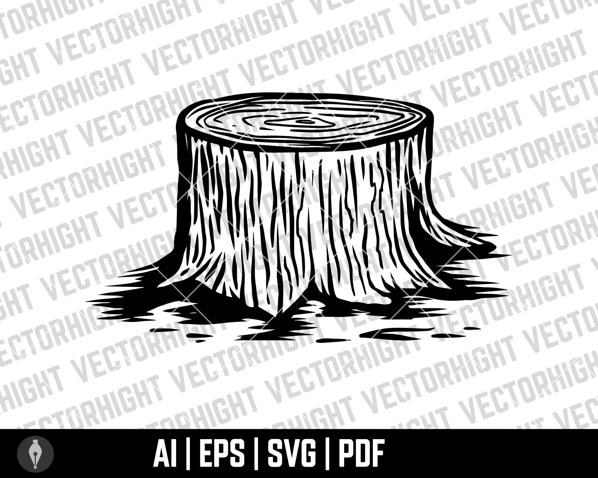Tree Stump Clipart SVG, Stump With Ax Symbols Shape Ai, Eps, Pdf ...