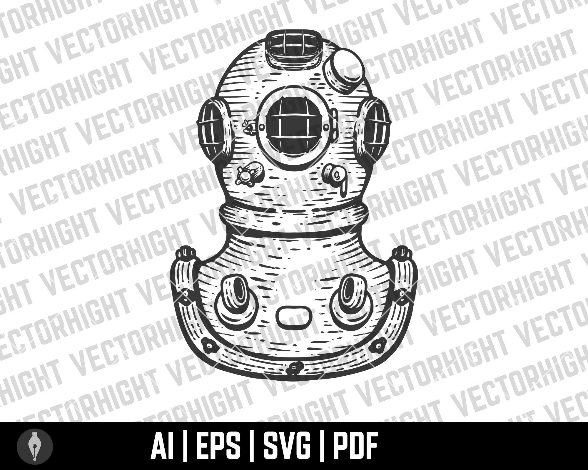 Diving Helmet, Retro Divers Helmet, Diver Mask, Diving Helmet Eps, Svg ...