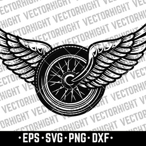Wheels DXF, Winged Wheel SVG Cricut, Motorcycle SVG File, Png, Wheels ...