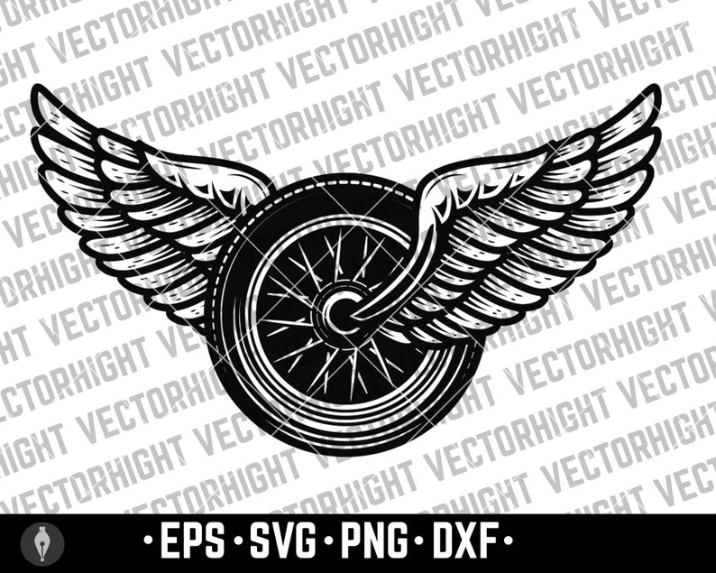 Wheels DXF, Winged Wheel SVG Cricut, Motorcycle SVG File, Png, Wheels ...