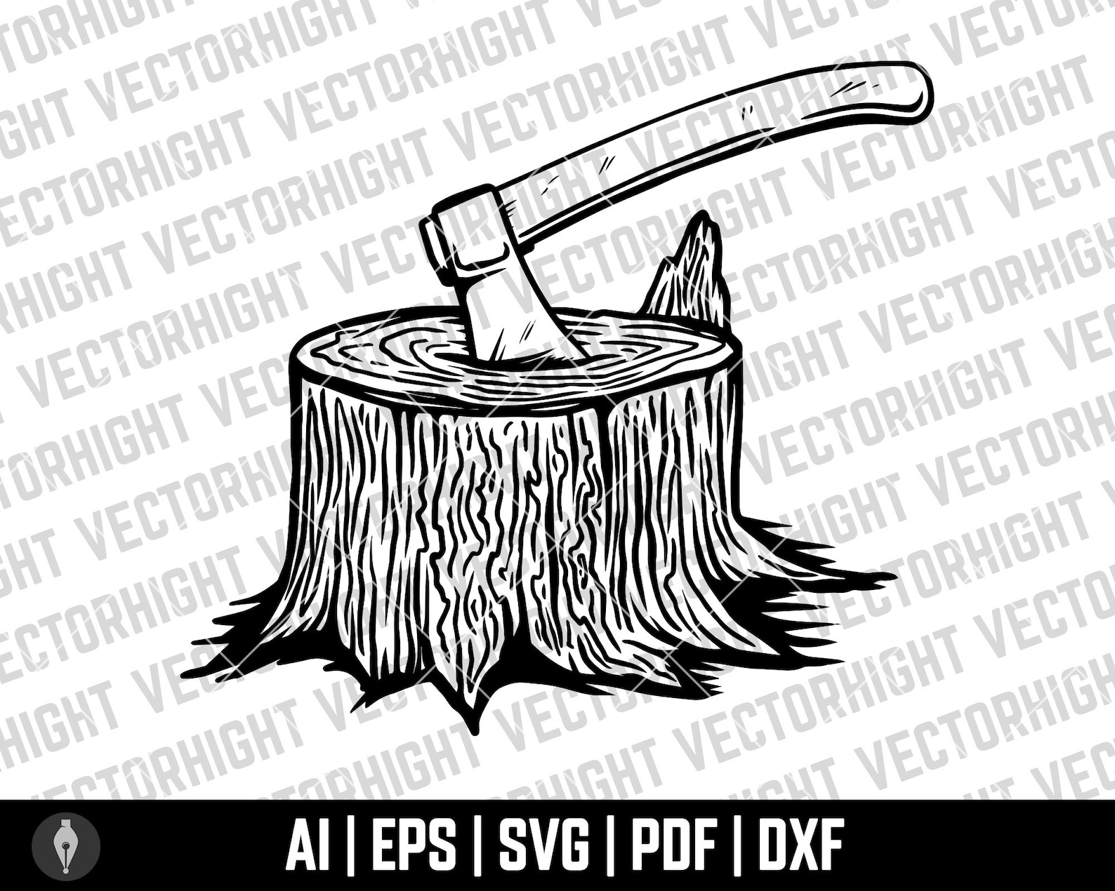 Tree Stump Clipart SVG Stump with Axe Symbols Shape Ai Eps | Etsy