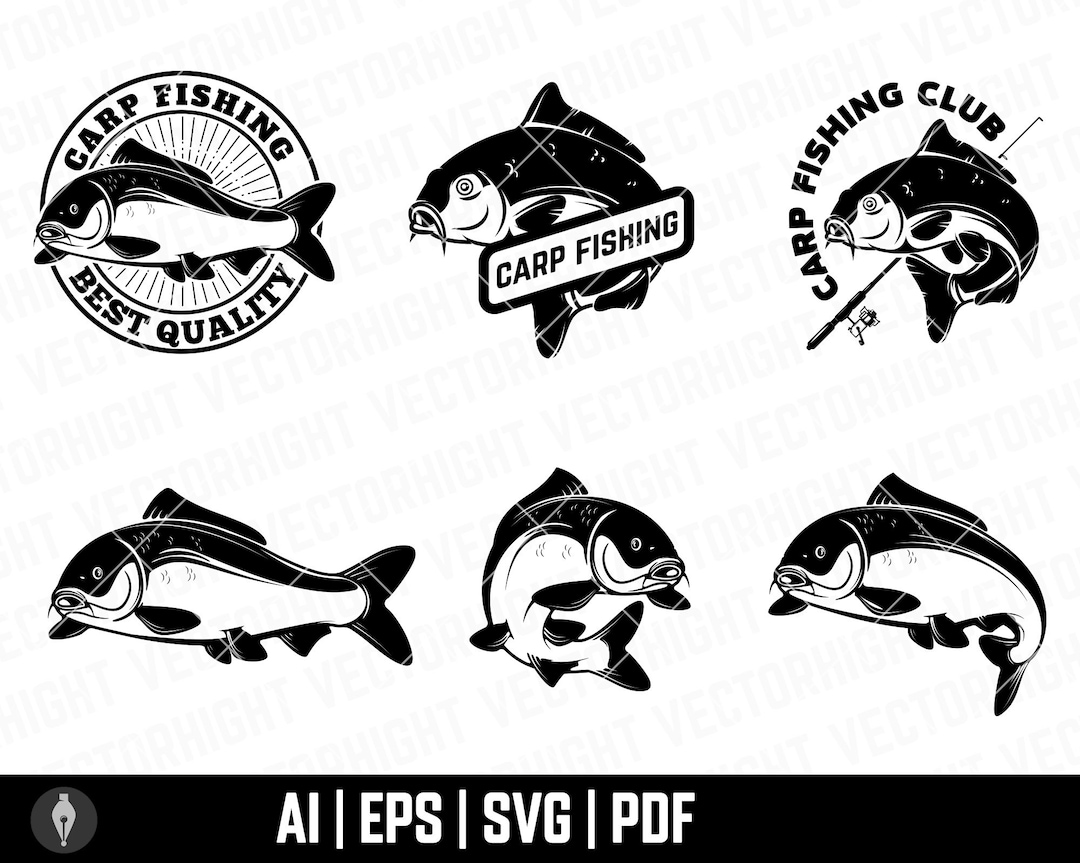 Carp Fishing Emblems. Carp Fish EPS. Carp Fishing SVG. Carp Fish Vector ...