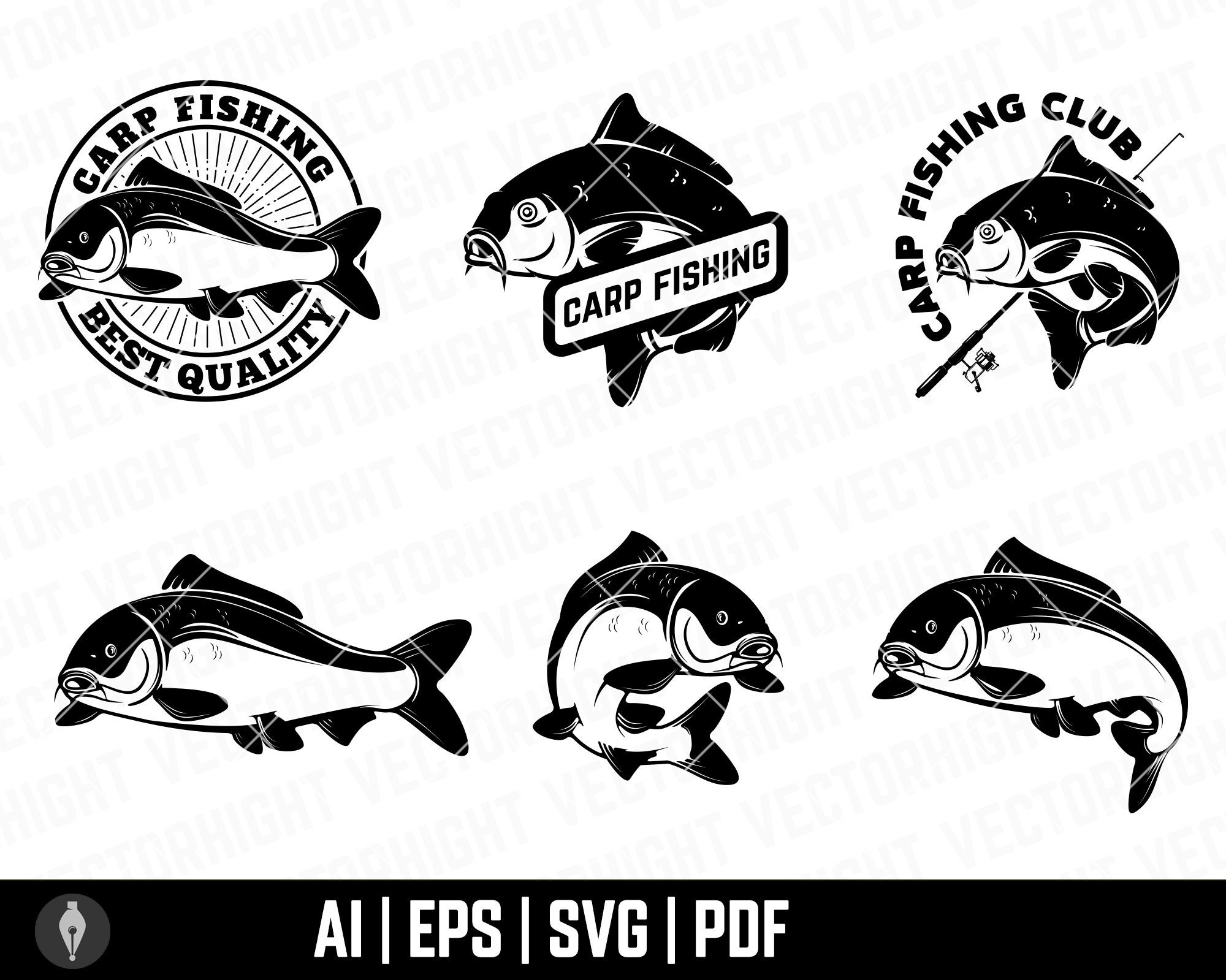 Carp Fishing Emblems. Carp Fish EPS. Carp Fishing SVG. Carp Fish Vector ...
