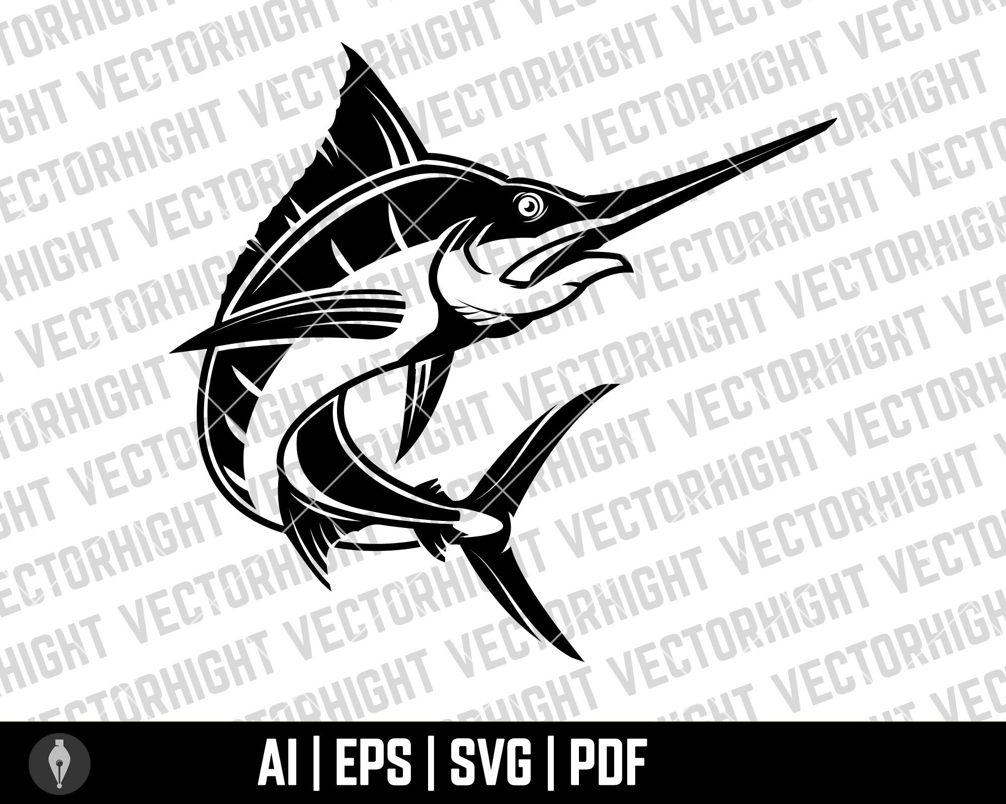 Sword-fish Clipart SVG Marlin Shape Ai Eps Pdf. Swordfish - Etsy