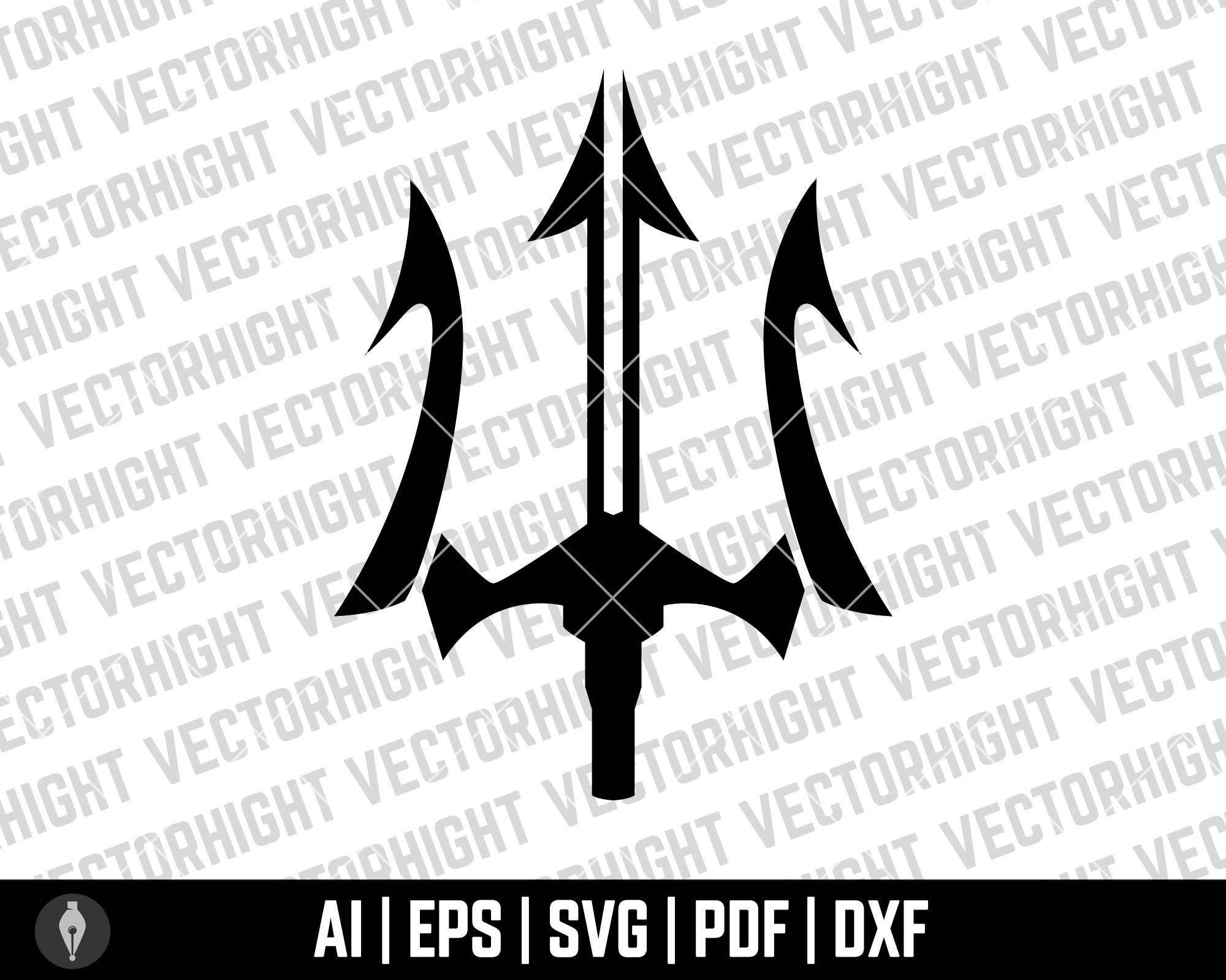 Trident Clipart SVG Neptune Trident Shape Ai Eps Pdf Dxf. | Etsy