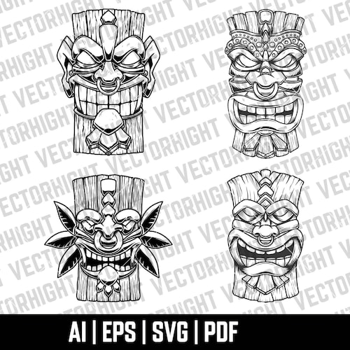 Tiki Idol Tiki Wooden Statue Svg Eps Ai Pdf Hawaiian Tiki - Etsy