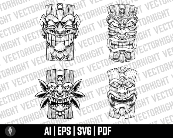 Tiki Idol Tiki Wooden Statue Svg Eps Ai Pdf Hawaiian Tiki - Etsy
