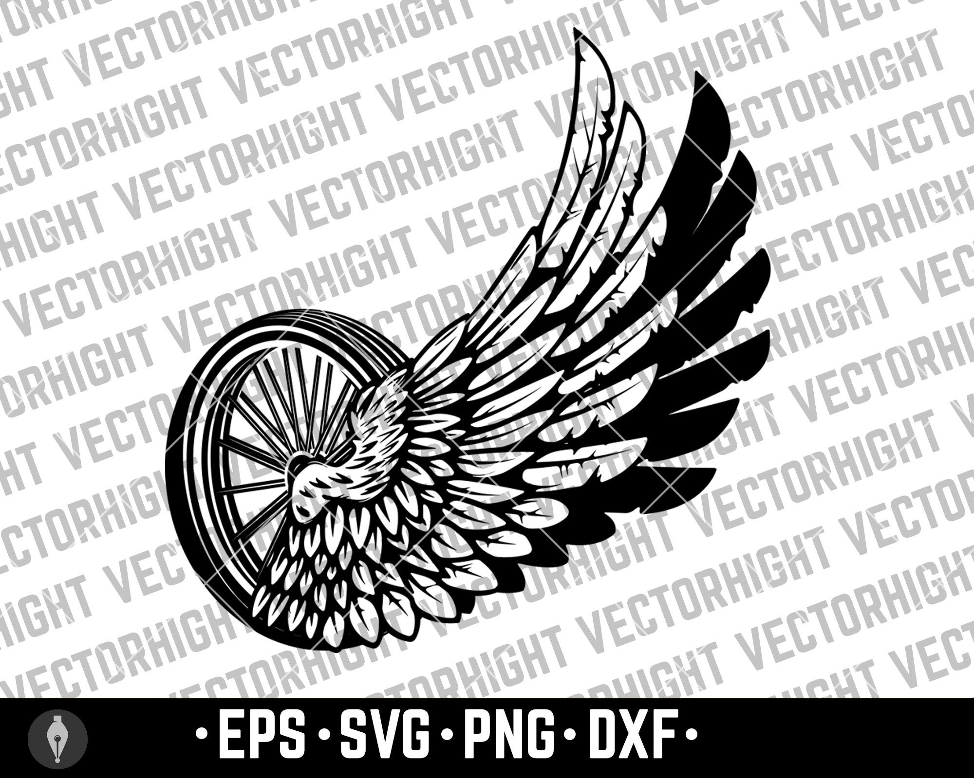 Wheels DXF, Winged Wheel SVG Cricut, Motorcycle SVG File, Png, Wheels ...