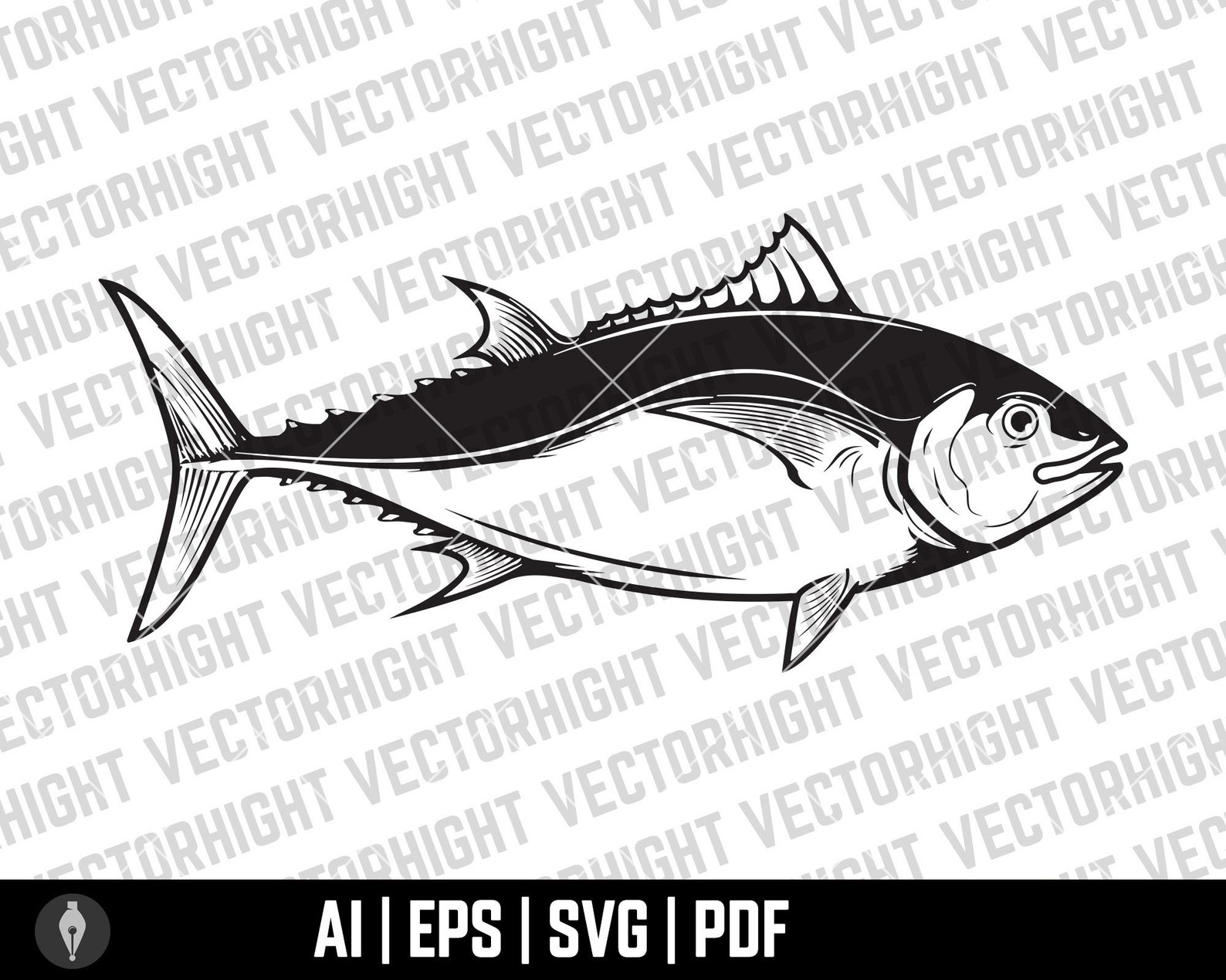 Tuna Fish Clipart, Tuna Fish Svg, Ai, Eps, Pdf. Bluefin Tuna Digital ...