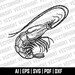 Shrimp Illustration Shrimp Svg Eps Ai Dxf Pdf. Shrimp | Etsy