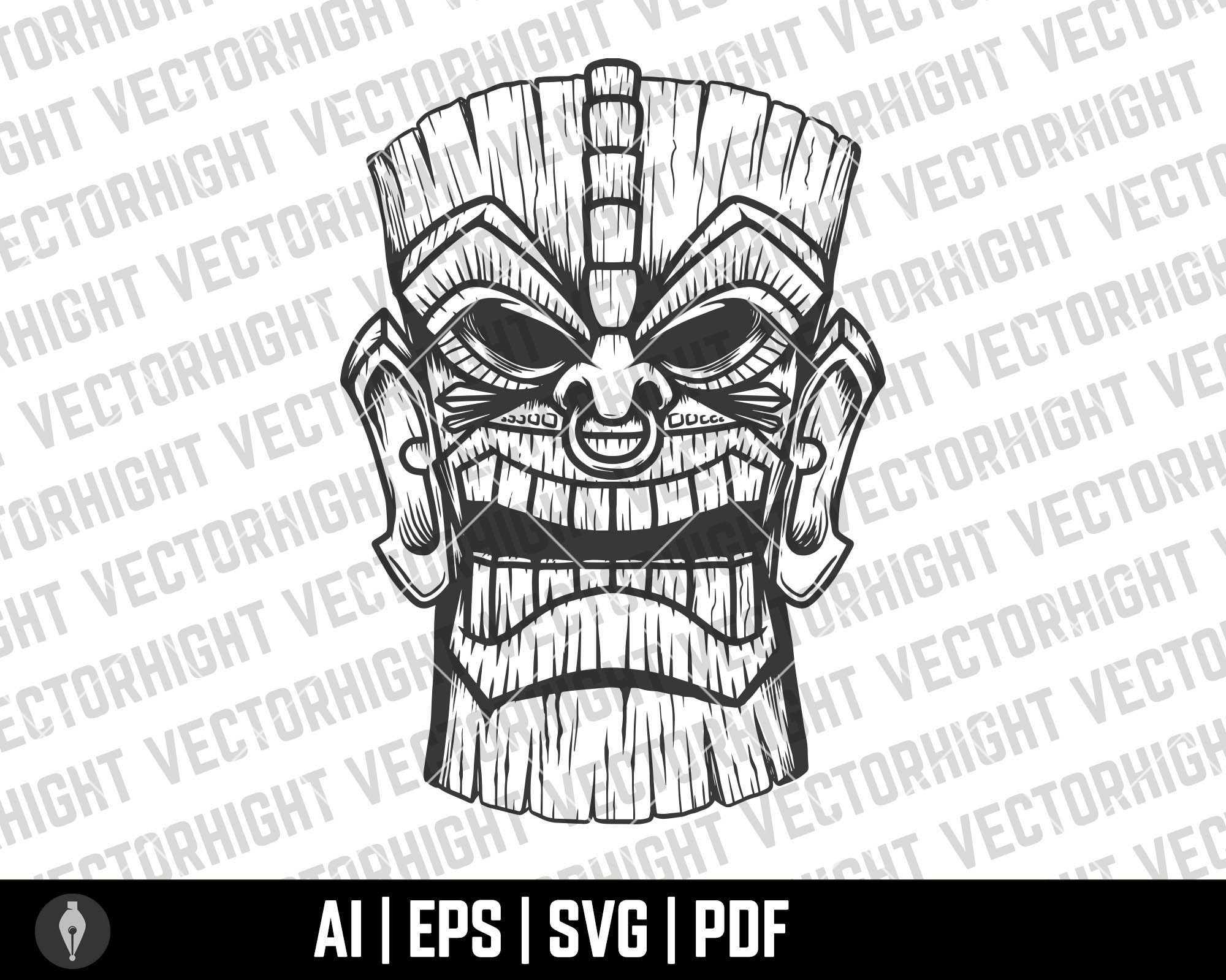 Tiki Idol, Tiki Wooden Statue Svg, Eps, Ai, Pdf, Hawaiian Tiki Digital ...