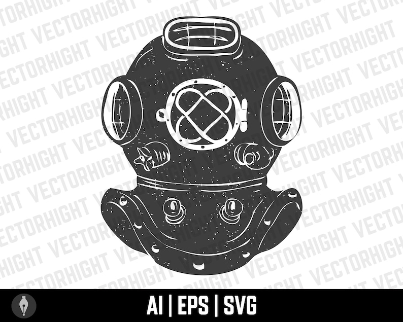 Diver Helmet Vector Retro Diver Helmet EPS SVG AI Diving - Etsy