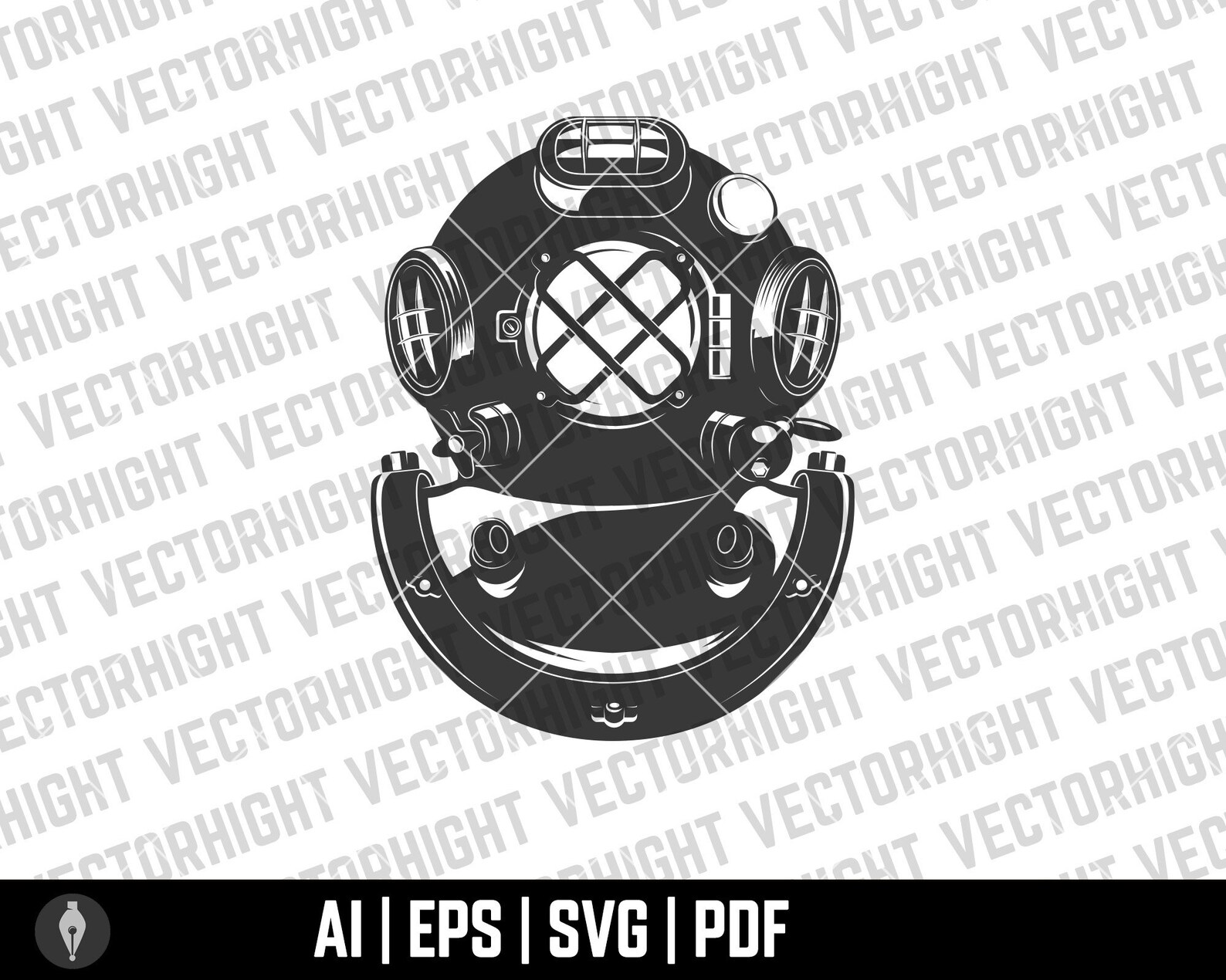 Diving Helmet, Retro Divers Helmet, Diver Mask, Diving Helmet Eps, Svg ...