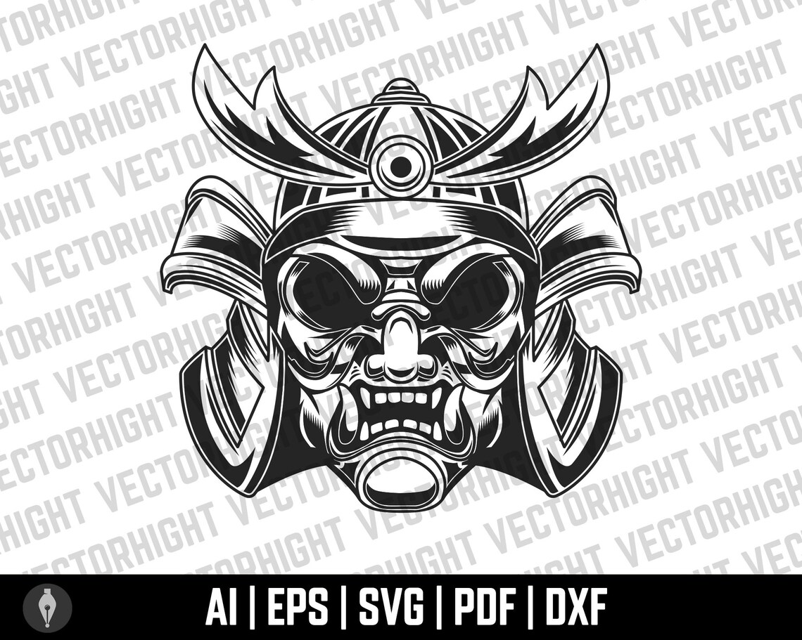 Samurai Helmet Vector Samurai Warrior Mask Eps Ai Svg. | Etsy