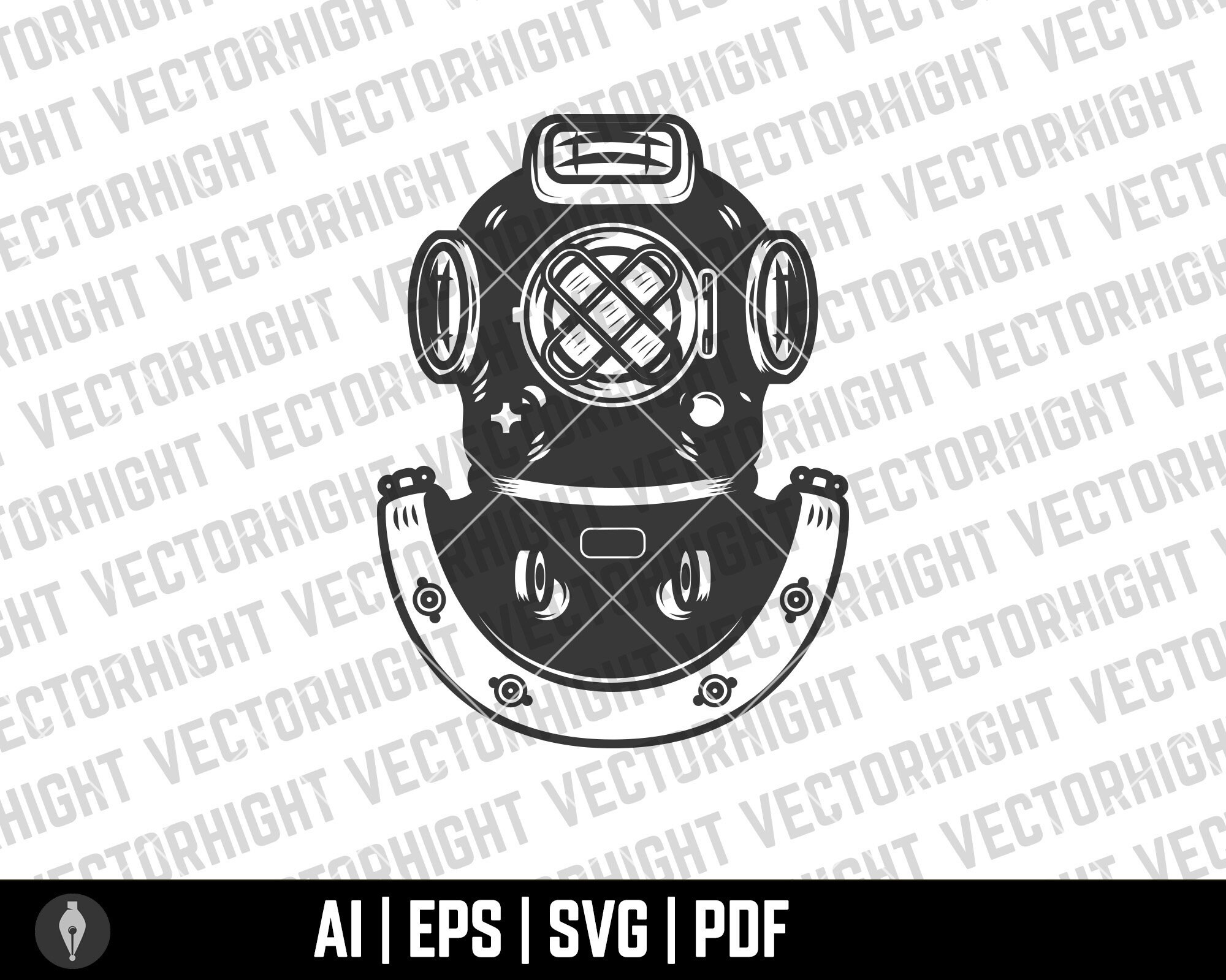 Diving Helmet, Retro Divers Helmet, Diver Mask, Diving Helmet Eps, Svg ...