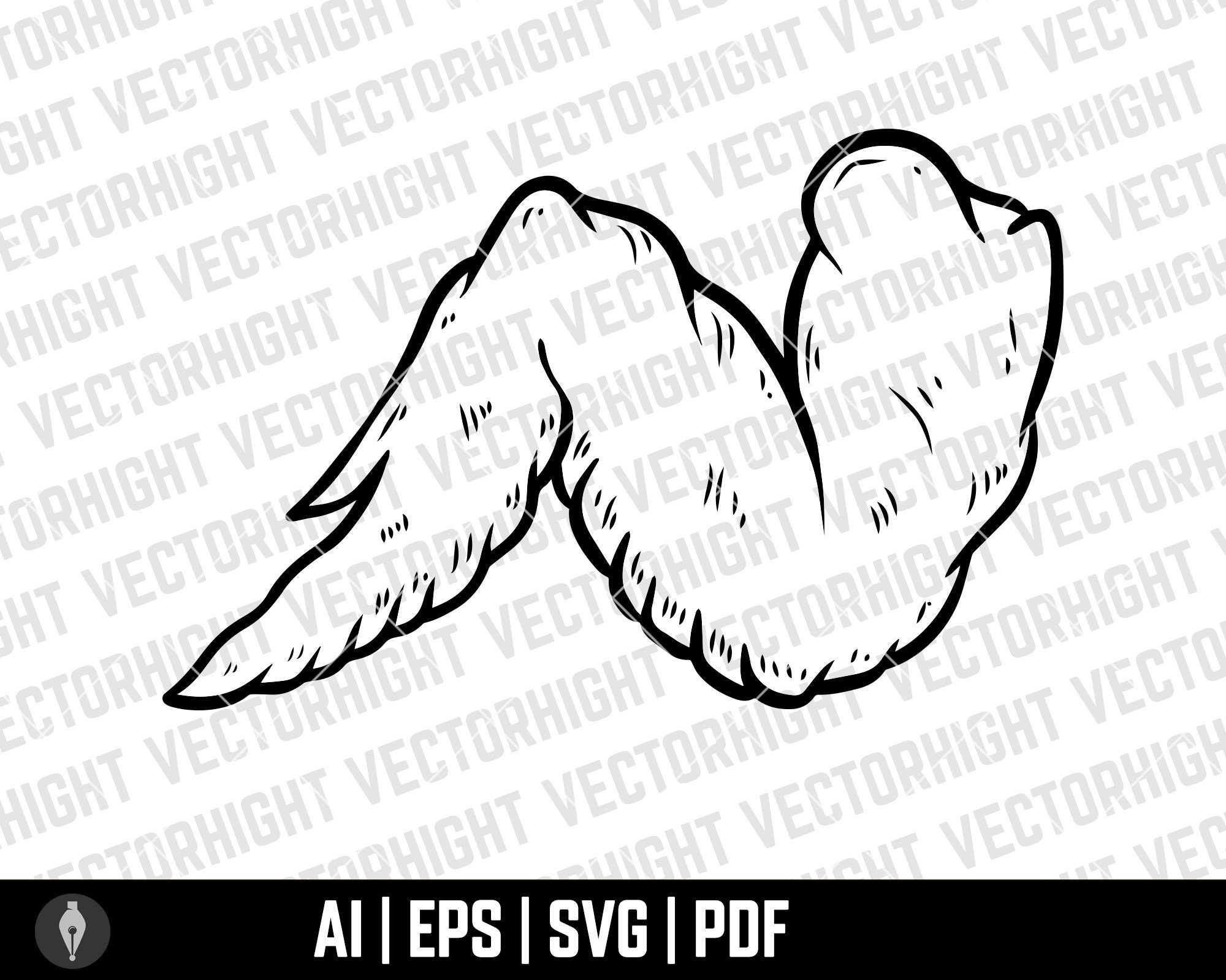 Fried Chicken Wings Clipart SVG, Chicken Wings Fast Food Hat Shape Ai ...