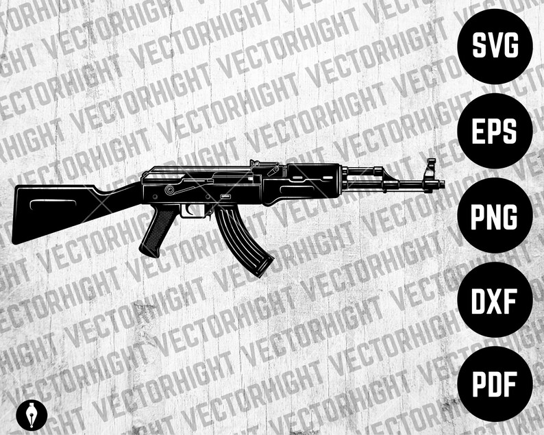AK74, AK-74, Kalashnikov Mashine Gun Rifle. Ak Svg, AK-74 Digital File ...