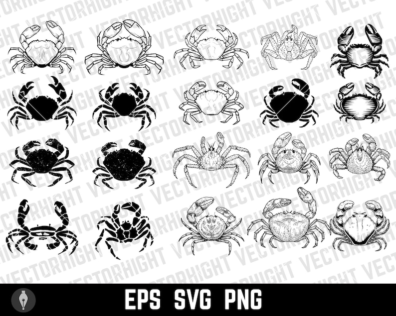 Crab Bundle Svg, Sea Crab Silhouette Png, Crab Clipart, Crab Cricut Cut ...