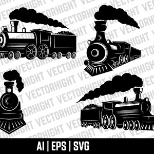 Retro Train Clipart, Choo Choo Traine Vector, Traine Eps, Svg, Ai ...
