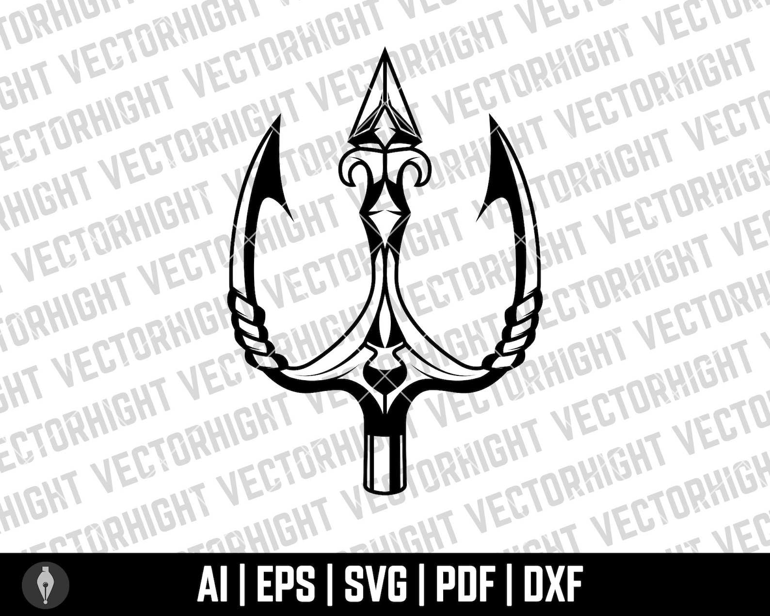 Trident Clipart SVG Neptune Trident Shape Ai Eps Pdf Dxf. | Etsy