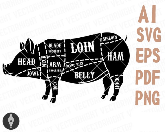 Pig Svg. Butcher Diagram of Pig for Cricut. Pig Diagram Svg | Etsy