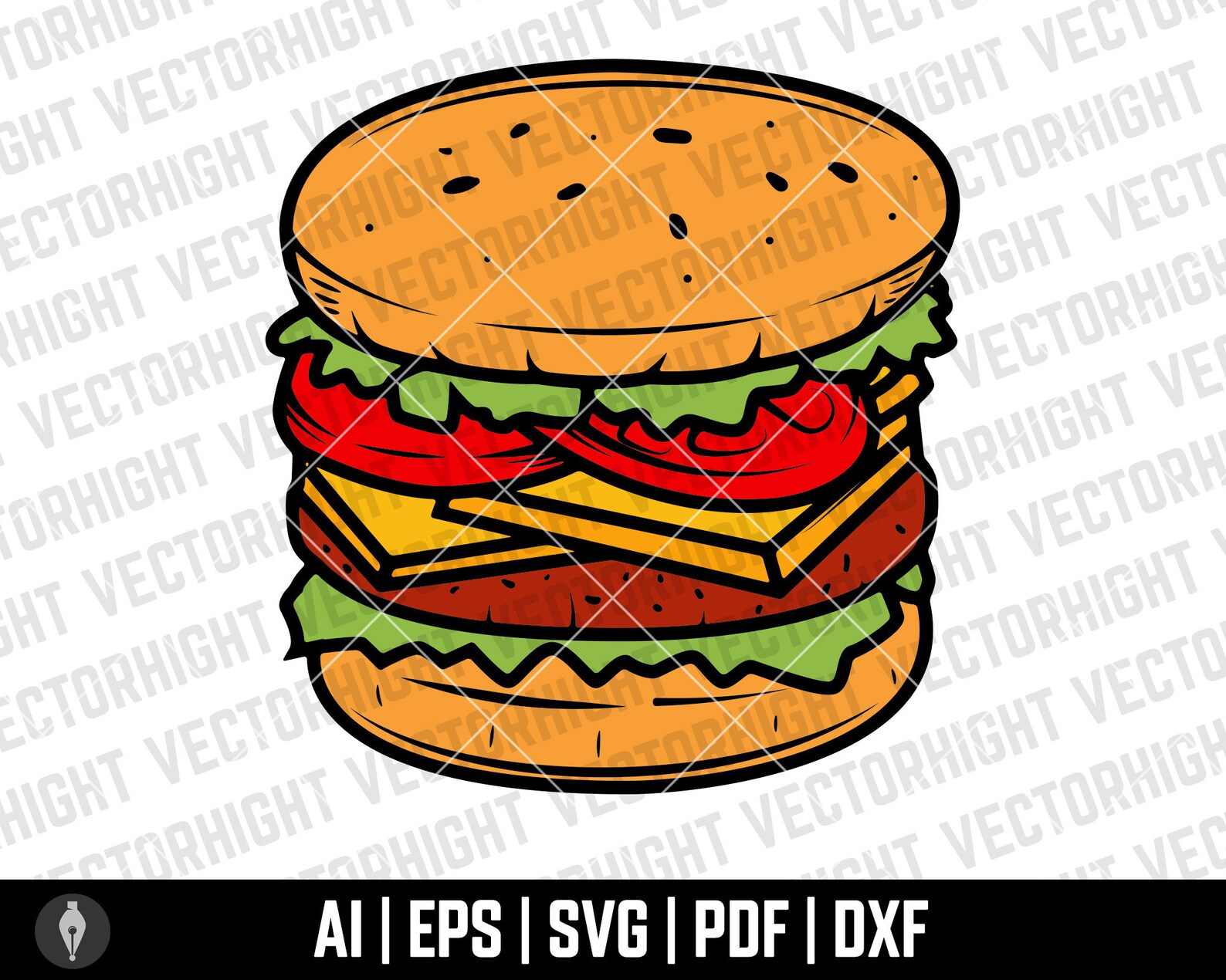 Burger Clipart SVG Hamburger Shape Ai Eps Pdf Dxf. | Etsy