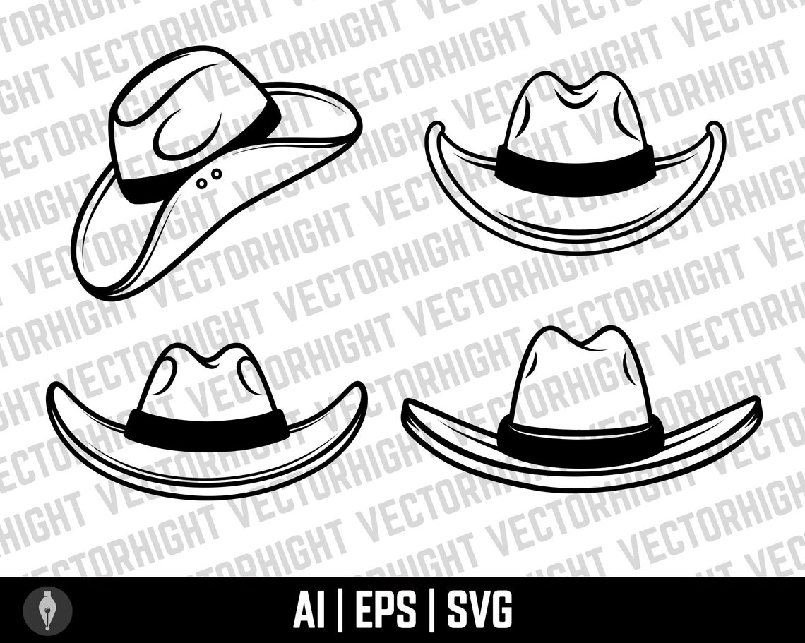 Cowboy Hats Vector Clipart Cowboy Hat Eps Ai Svg. Cowboy - Etsy
