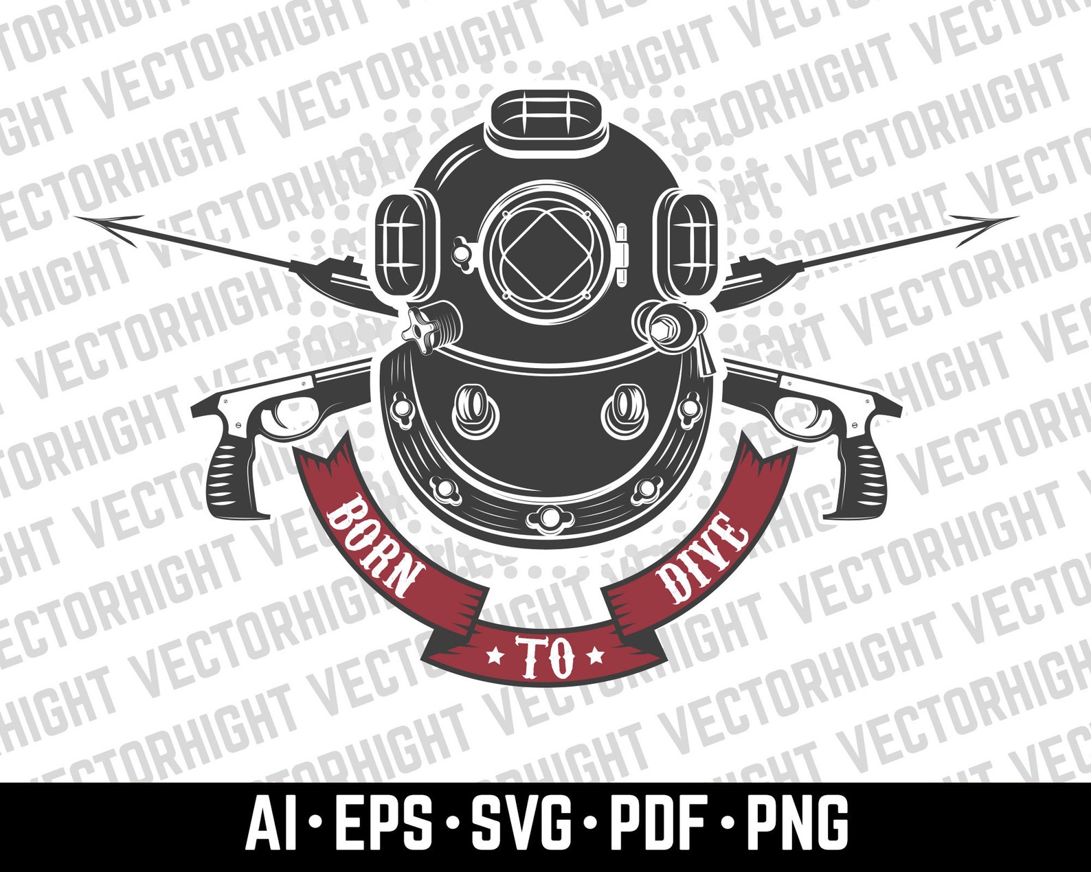 Diver Emblems Set Vector Illustration. Diving Helmet SVG, AI, EPS, Png ...