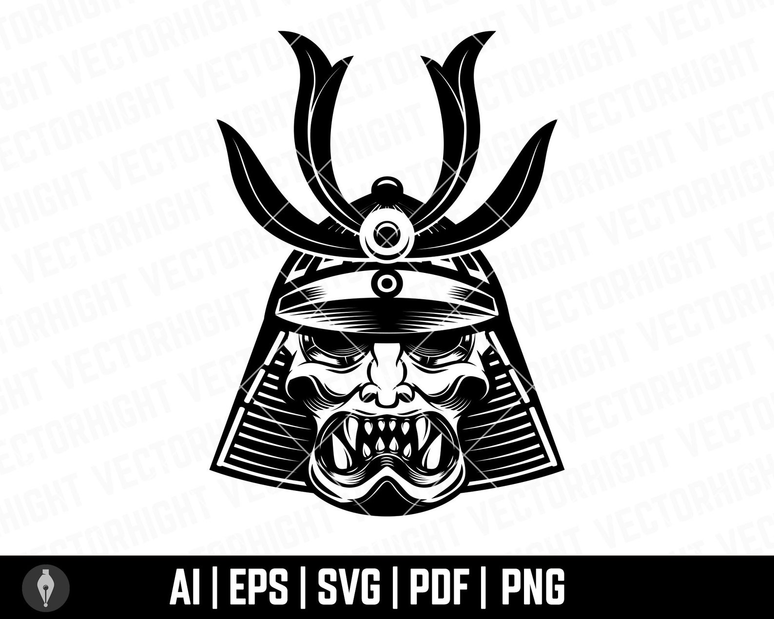 Samurai Helmet Vector, Samurai Warrior Mask Eps, Ai, Svg. Karate ...