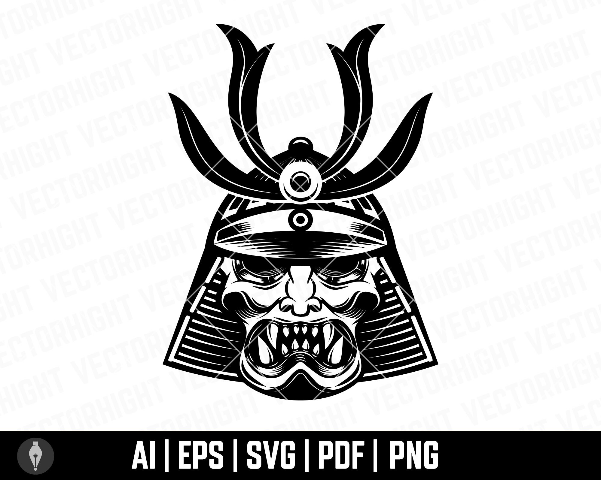 Samurai Helmet Vector, Samurai Warrior Mask Eps, Ai, Svg. Karate ...