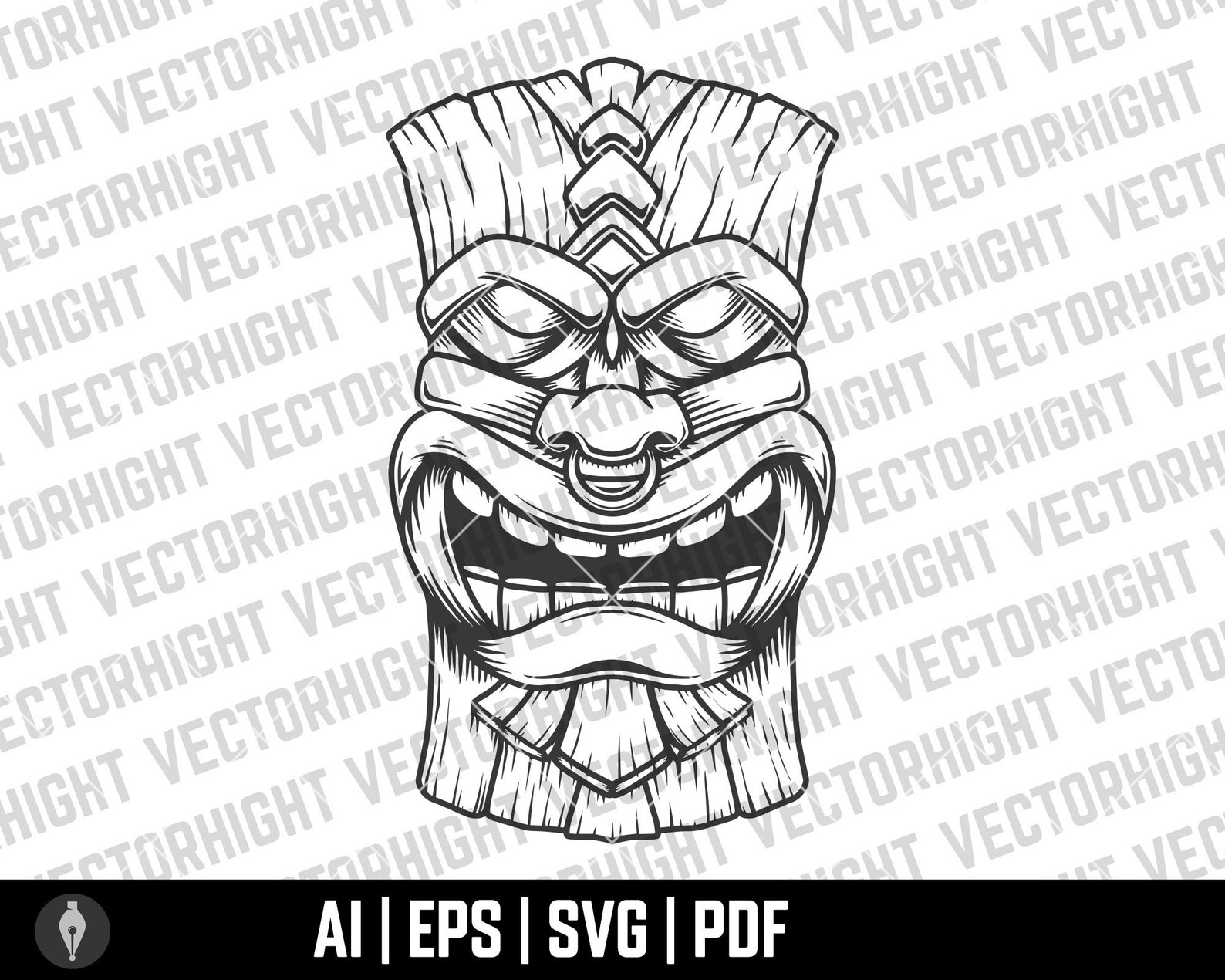 Tiki Idol, Tiki Wooden Statue Svg, Eps, Ai, Pdf, Hawaiian Tiki Digital ...