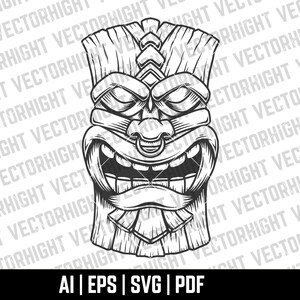 Tiki Idol, Tiki Wooden Statue Svg, Eps, Ai, Pdf, Hawaiian Tiki Digital ...