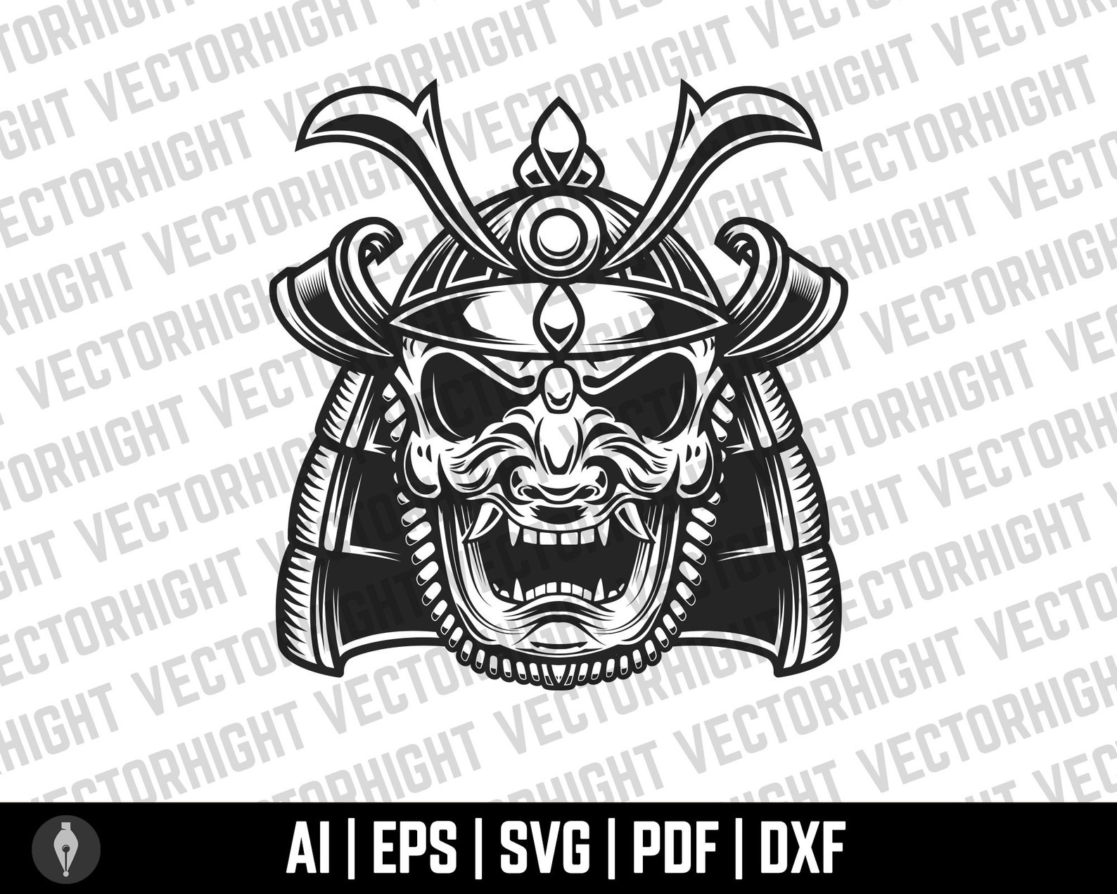 Samurai Helmet Vector Samurai Warrior Mask Eps Ai Svg. | Etsy